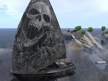 Second Life Marketplace - Bandit 60 Pirate Sails and Hull - Custom Textures