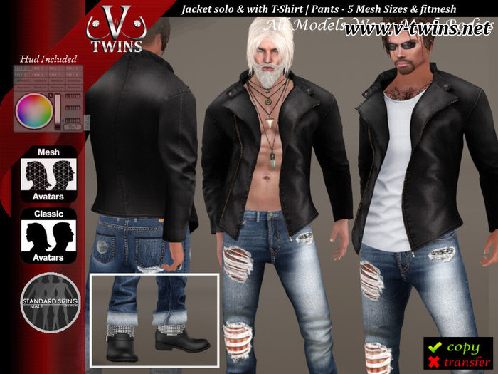Second Life Marketplace - V-Twins Biker Clothes - Storm Rider Male ...