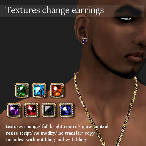 Second Life Marketplace - [DEMO] EARRING GEM CHANGE GOLD -RYCA-