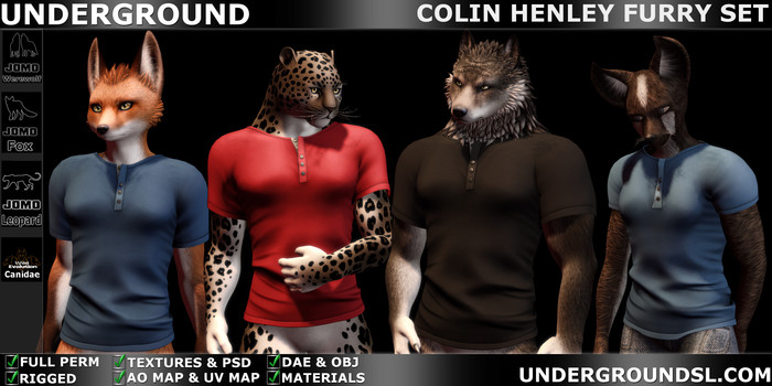 Second Life Marketplace - [UG MESH] COLIN HENLEY FURRY SET (DAE) - FULL ...