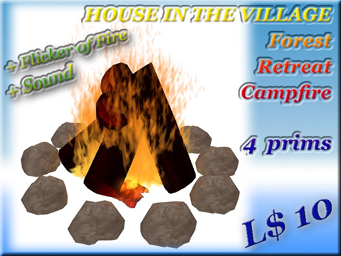 Second Life Marketplace - HOUSE IN THE VILLAGE Forest Retreat Campfire ...