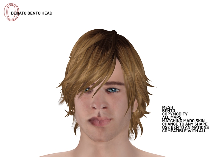 Second Life Marketplace - OCACIN Benato Male Mesh Bento Head - DEMO