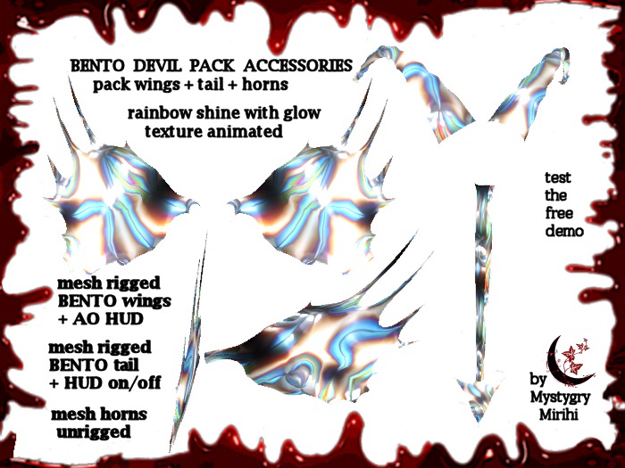 Second Life Marketplace - BENTO wings with AO HUD + Bento tail with HUD ...