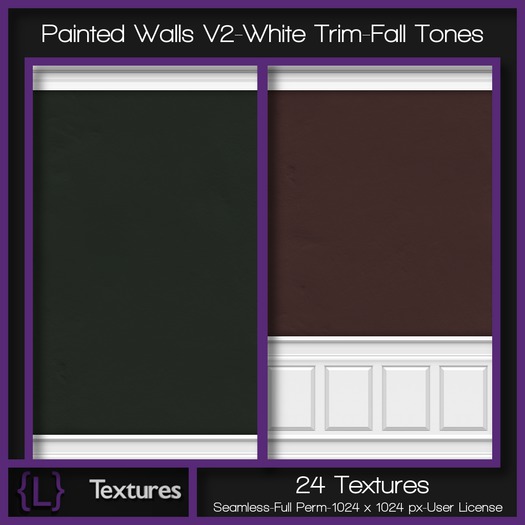 Second Life Marketplace - {L} Painted Walls V2-White Trim-Fall Tones