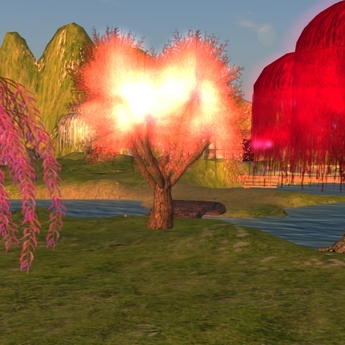 Second Life Marketplace - Sculpted glowy tree with falling sparkles - Pink