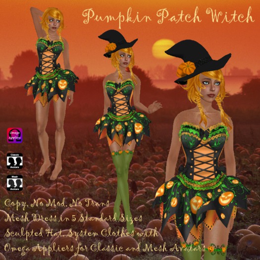 Second Life Marketplace - Pumpkin Patch Witch - Halloween costume
