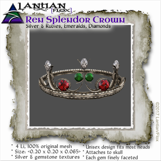Second Life Marketplace - ~L/Fx~Ren Splendor Crown - Silver, Ruby ...
