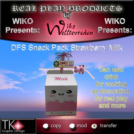 Second Life Marketplace - WIKO presents DFS Snack Pack Strawberry Milk ...
