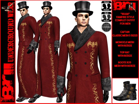 Second Life Marketplace - **BRAM VAMPIRE STYLE COMPLET OUTFIT FOR MEN**