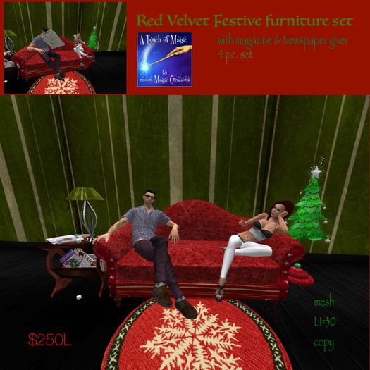 Second Life Marketplace - Red Velvet Festive Furniture set - Crate