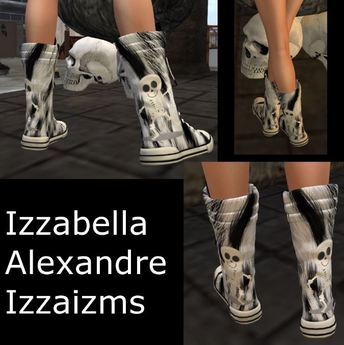 Second Life Marketplace - Izza Halloween 10 Skelton BW Dress and Hi Tops