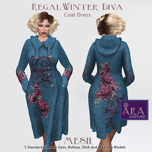 Second Life Marketplace - *Ara Couture - Mesh Winter Diva Coat - Regal