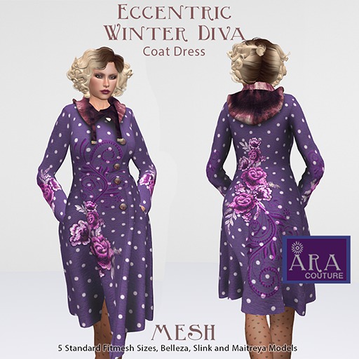 Second Life Marketplace - *Ara Couture - Mesh Winter Diva Coat Dress ...