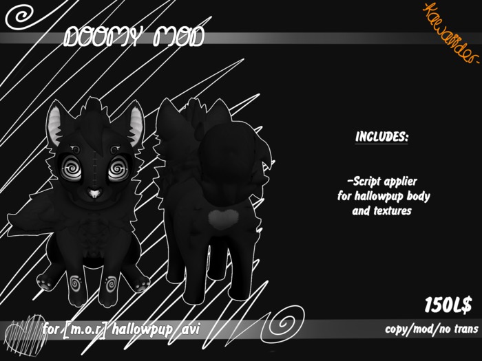 Second Life Marketplace - -KW- Hallowpup ~Doomy mod *black*