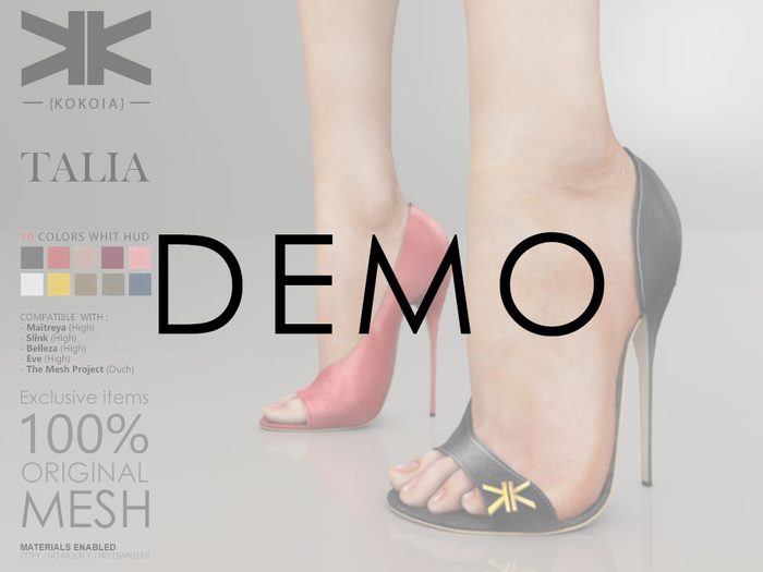 Second Life Marketplace - Demo :: Talia :: Woman Shoes :: 10 Colors ...