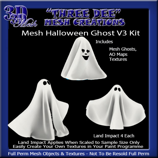Second Life Marketplace - TD Mesh Halloween Ghosts V3 Kit