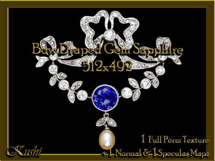 Second Life Marketplace - Bow Draped Gem 512x492 SAPPHIRE Alpha Textures