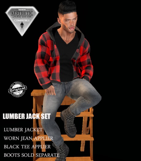 Second Life Marketplace - Aesthetic Lumber jacket Set- Red