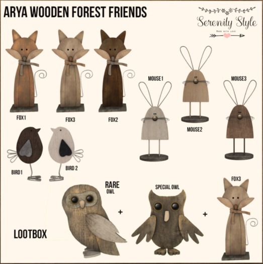 Second Life Marketplace - Serenity Style-Arya Wooden Forest Friends -Bird1