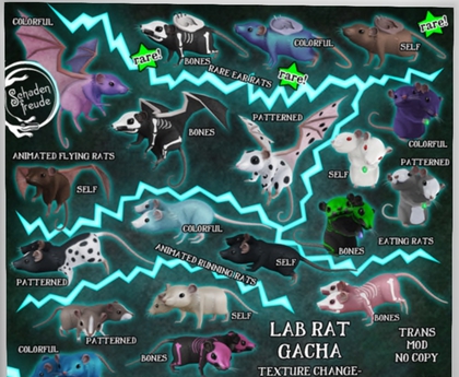 Second Life Marketplace - Schadenfreude Colorful 2 Head Crouched Lab Rat