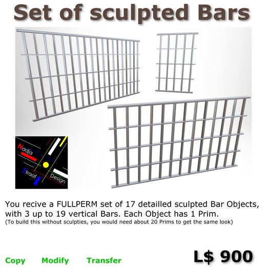 Second Life Marketplace - Sculpt Series Bars 19x3 - 3x3