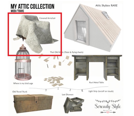 Second Life Marketplace - Serenity Style- My Attic- Covered Armchair