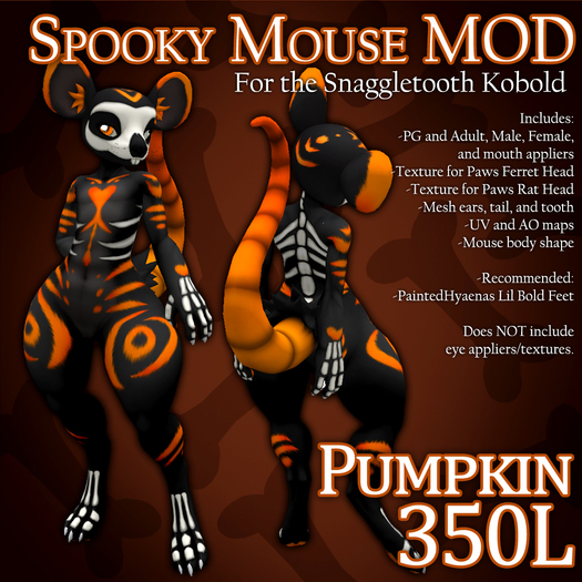 Second Life Marketplace - MOOPA Inc. Spooky Mouse Pumpkin MOD for Kobold