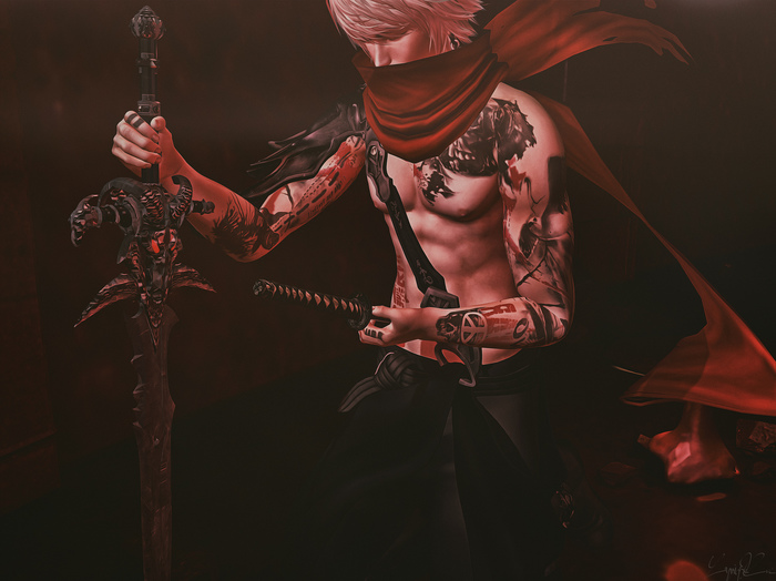 Second Life Marketplace - *!R.O!* Fallen BENTO Pose w/ Mesh Swords