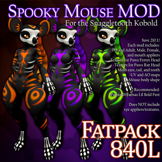 Second Life Marketplace - MOOPA Inc. Spooky Mouse MOD Fatpack