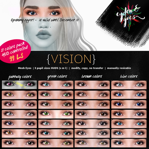 Second Life Marketplace - eyden & yves - {vision} - Mesh Eyes / all colors
