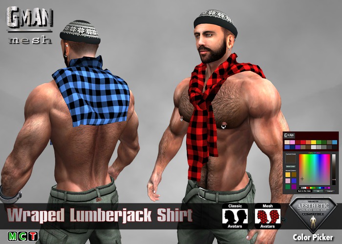 Second Life Marketplace - [GMan] SH - Wraped Lumberjack Shirt