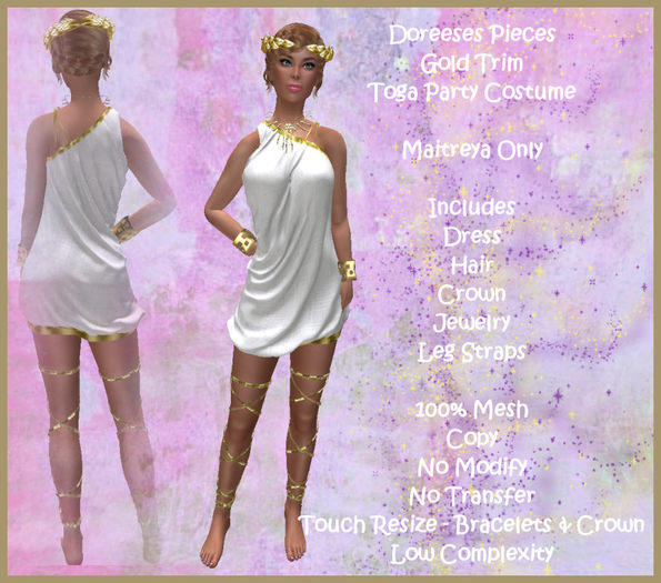 Second Life Marketplace - TOGA PARTY WHITE LINEN COSTUME - MAITREYA ONLY