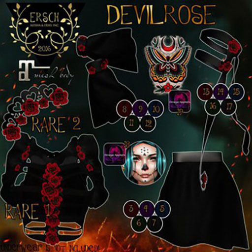 Second Life Marketplace - ERSCH - Devil Rose Gacha OMEGA TATTOO Legs 19