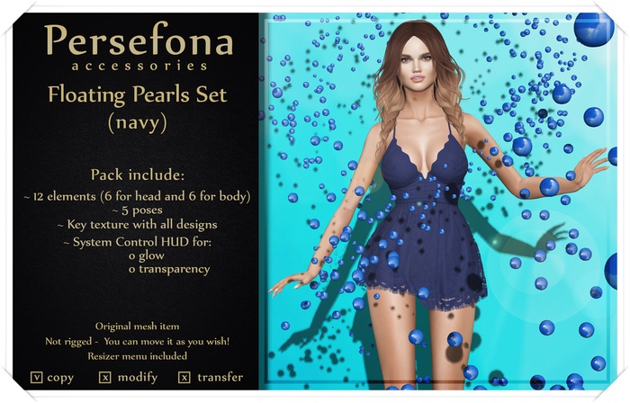 Second Life Marketplace - Persefona Floating Pearls (navy)