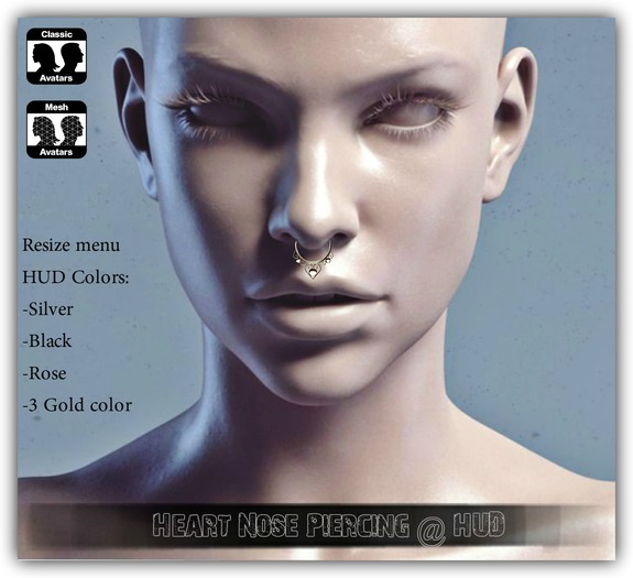 Second Life Marketplace - Heart Nose Piercing @ HUD