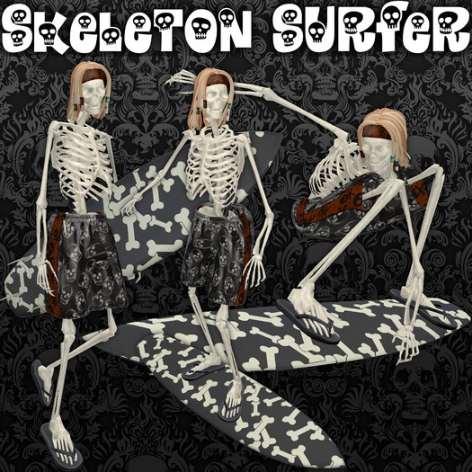 Second Life Marketplace - RRW ~ Skeleton Surfer ~ CowaBONEga Dude!