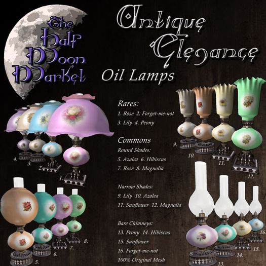 Second Life Marketplace - The Half Moon Market - 12 - Magnolia Oil Lamp ...