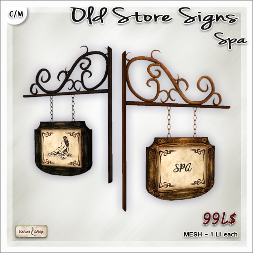 Second Life Marketplace - [V/W] Shop Sign SPA - Iron & brass frame, 1 ...