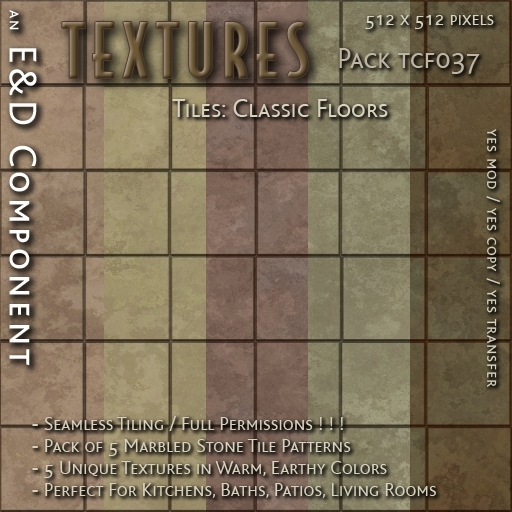 Second Life Marketplace - [TCF037] 5 Marble Tile, Stone Tile, Floor ...