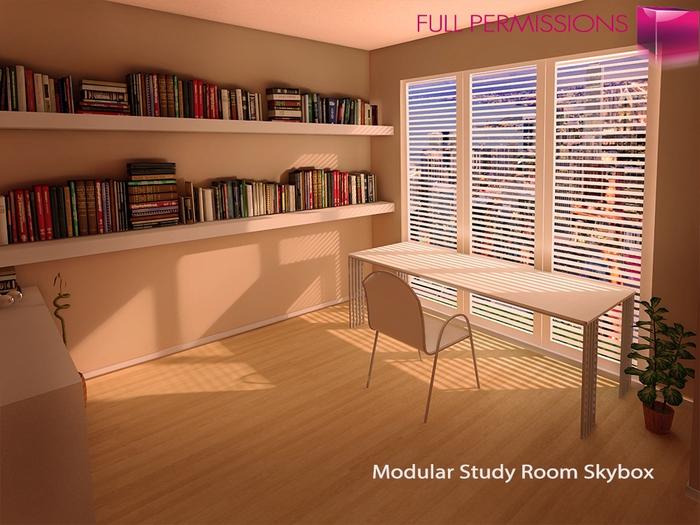 Second Life Marketplace - Full Perm Mesh Modular Study Room Skybox Scene
