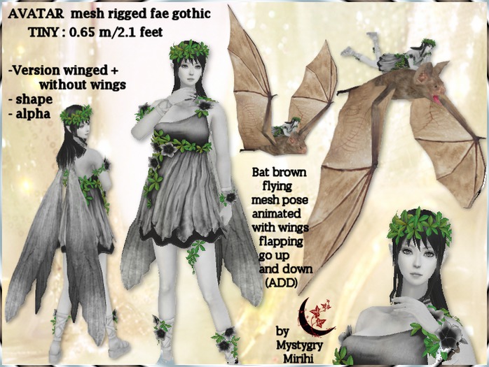 Second Life Marketplace - AVATAR tiny fae gothic winged mesh rigged ...