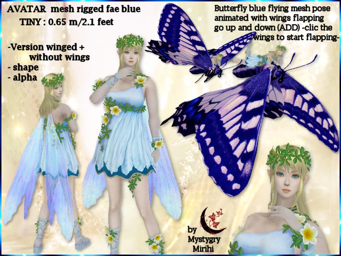 Second Life Marketplace - AVATAR tiny fae mesh rigged blue flying ...