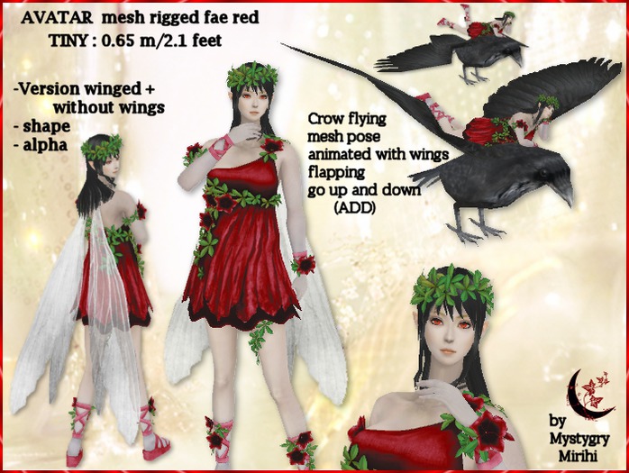 Second Life Marketplace - AVATAR tiny fae winged mesh rigged red flying ...
