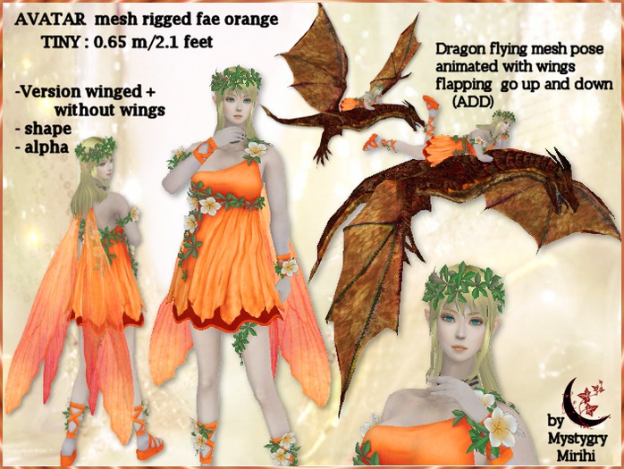 Second Life Marketplace - AVATAR tiny fae winged orange mesh rigged ...