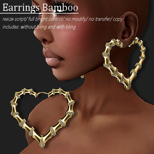 Second Life Marketplace - [DEMO] Earring Bamboo Heart Gold -RYCA-