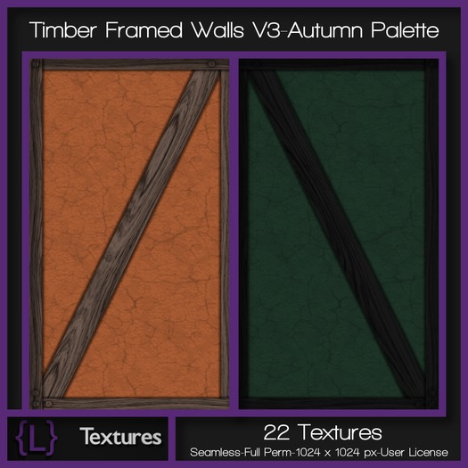 Second Life Marketplace - {L} Timber Framed Walls V3-Autumn Palette