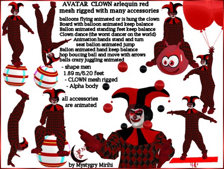 Second Life Marketplace - DEMO AVATAR clown mesh rigged men 4 colors ...