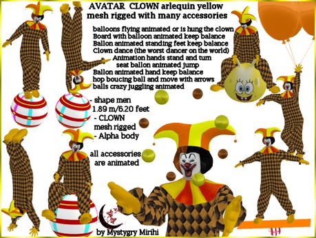 Second Life Marketplace - DEMO AVATAR clown mesh rigged men 4 colors ...
