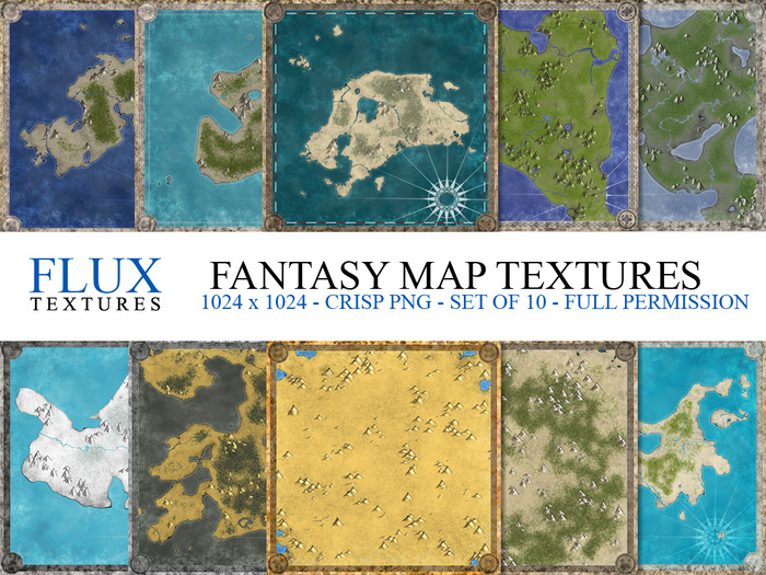 Second Life Marketplace - -FLUX- Fantasy Map Textures 1024 x 1024 ...