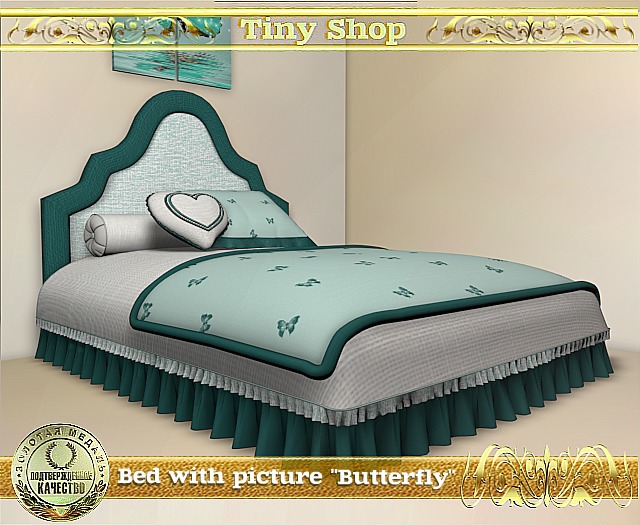 Second Life Marketplace - Bed with picture "Butterfly" 100% mesh (full ...